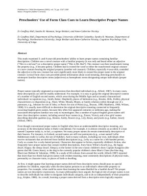 Preschoolers'' Use of Form Class Cues to Learn Descriptive Proper Names