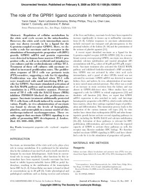 The role of the GPR91 ligand succinate in hematopoiesis