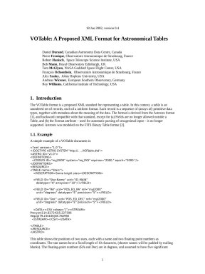 VOTable A Proposed XML Format for Astronomical Tables