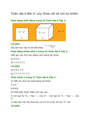 giai sgk toan 6 bai 4 chan troi sang tao luy thua voi so mu tu nhien