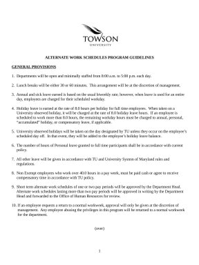 ALTERNATE WORK SCHEDULES PROGRAM GUIDELINES