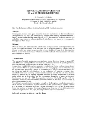 SYSTOLIC ARCHITECTURES FOR 1D and 2D RECURSIVE FILTERS