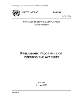 PRELIMINARY PROGRAMME OF MEETINGS AND ACTIVITIES