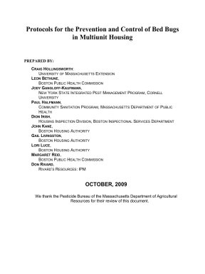 Protocols for the Prevention and Control of Bed Bugs in Multiunit Housing