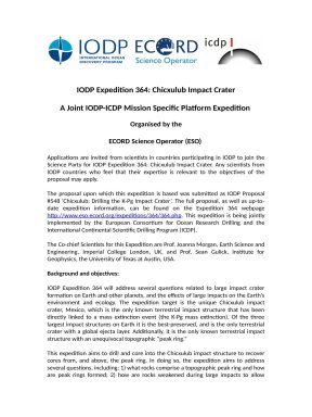 IODP Expedition 364 Chicxulub Impact Crater A Joint IODP-ICDP Mission ...