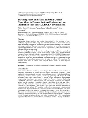 Teaching Mono and Multi-objective Genetic Algorithms in Process Systems ...
