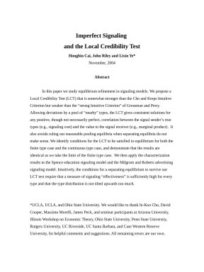 Imperfect Signaling and the Local Credibility Test