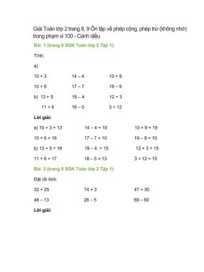 giai sgk toan lop 2 tap 1 trang 8 9 canh dieu on tap ve phep cong phep ...