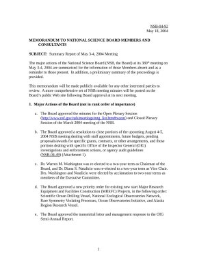 MEMORANDUM TO NATIONAL SCIENCE BOARD MEMBERS AND CONSULTANTS