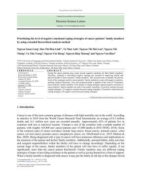Prioritizing the level of negative emotional coping strategies of cancer patients’ family ...