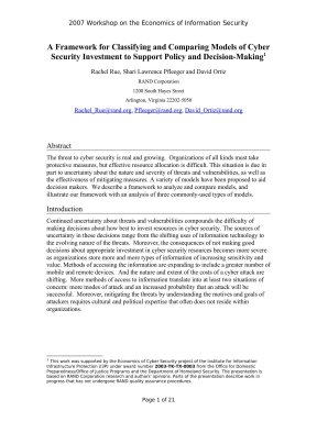 A Framework for Classifying and Comparing Models of Cyber Security Investment to Support Policy ...