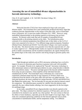 Assessing the use of unmodified 40-mer oligonucleotides in barcode microarray technology.