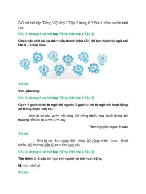 vo bai tap tieng viet lop 2 tap 2 trang 6 7 bai 1 khu vuon tuoi tho ...