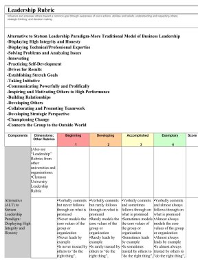 Leadership Rubric_Alternative to Stetson Leadership Paradigm_More ...