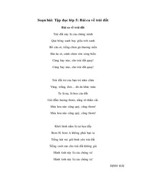 soan tieng viet lop 5 tap doc bai ca ve trai dat moi nhat pd49k
