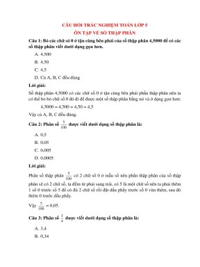 trac nghiem on tap ve so thap phan co dap an toan lop 5