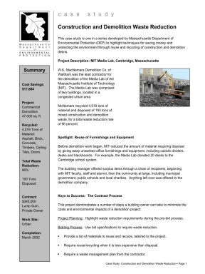 Construction and Demolition Waste Reduction