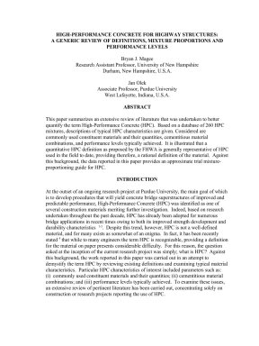 HIGH-PERFORMANCE CONCRETE FOR HIGHWAY STRUCTURES A GENERIC REVIEW OF DEFINITIONS, MIXTURE ...