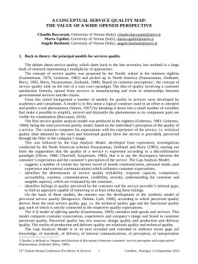 A CONCEPTUAL SERVICE QUALITY MAP THE VALUE OF A WIDE OPENED PERSPECTIVE