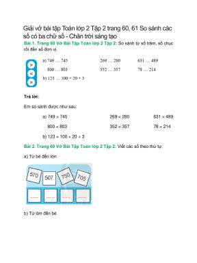vo bai tap toan lop 2 tap 2 trang 60 61 so sanh cac so co ba chu so ...