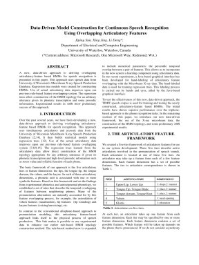 Data-Driven Model Construction for Continuous Speech Recognition Using Overlapping Articulatory