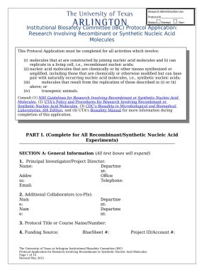 IBC Protocol Application for Research Involving rDNA rev. May 2021