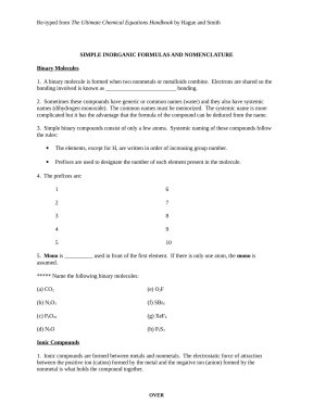 Inorganic Nomenclature and Synthesis-Decomposition Reactions