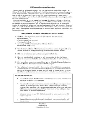 IPM Notebook Overview and Instructions
