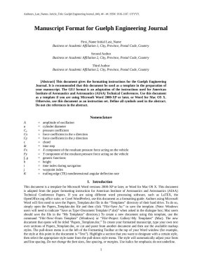 Manuscript Format for Guelph Engineering Journal