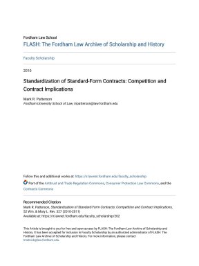 Standardization of Standard-Form Contracts- Competition and Contr