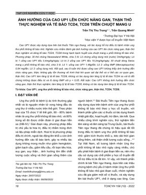 Ảnh hưởng của cao UP1 lên chức năng gan, thận thỏ thực nghiệm và tế bào TCD4,