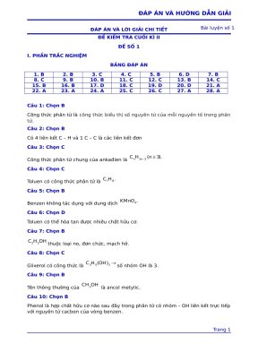 Đáp án chi tiết đề thi cuối kì 2 môn hóa lớp 11 (HGKK) đề số 01