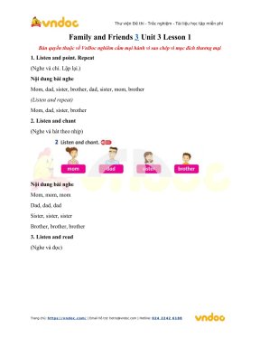 family and friends 3 unit 3 lesson 1