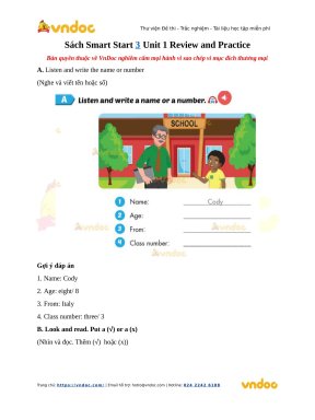 sach smart start 3 unit 1 review and practice