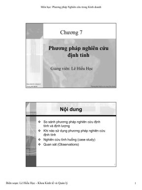 Chuong 7 Phuong phap nghien cuu dinh tinh Thầy Lê Hiếu Học - Đại học ...