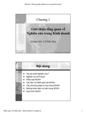 Chuong 1 Tong quan ve Phuong phap nghien cuu- Thầy Lê Hiếu Học - Đại học bách khoa HN