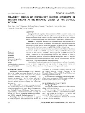 Treatment results of respiratory distress syndrome in preterm infants ...