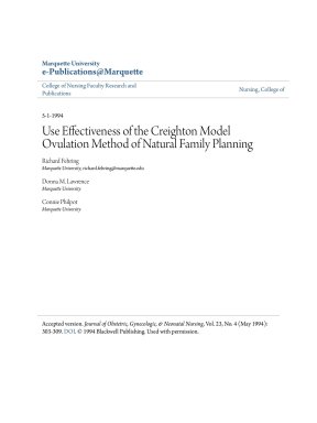 Use Effectiveness of the Creighton Model Ovulation Method of Natu