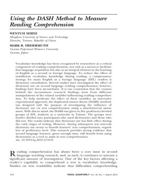 Using the DASH Method to Measure Reading Comprehension