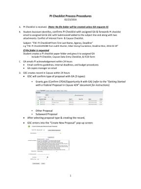PI Checklist & Cayuse Process Procedure Updates _022316
