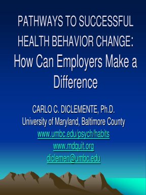 Pathway to Successful Behavior Change