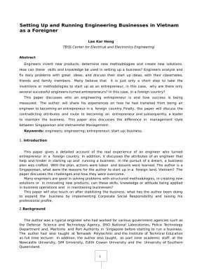 Setting up and running engineering businesses in vietnam as a foreigner