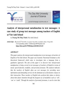 Analysis of interpersonal metafunction in text messages a case study of ...
