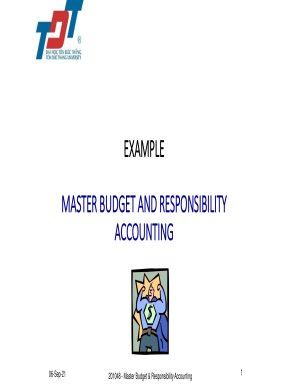 EXAMPLE MASTER BUDGET AND RESPONSIBILITY ACCOUNTING