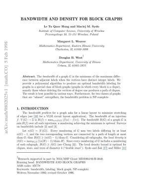 Bandwidth and density for block graphs