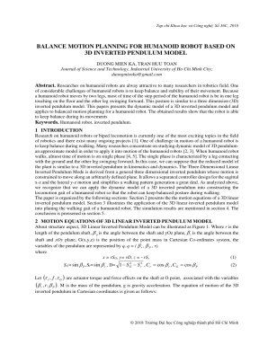 BALANCE MOTION PLANNING FOR HUMANOID ROBOTBASED ON 3d INVERTED PENDULUM ...
