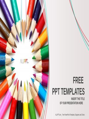 ( mẫu powerpoint ) group of colored pencils powerpoint templates widescreen