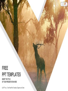 ( mẫu powerpoint ) wild forest landscape of a red deer in the mist ...