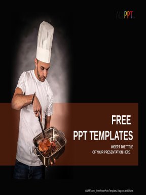 ( mẫu powerpoint ) chef cook holding pan with meat powerpoint templates ...