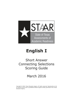 2016 STAAR English I Short Answer Connecting Scoring Guide